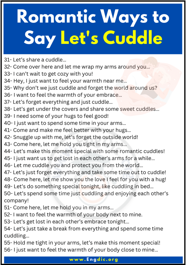 100+ Romantic, Creative Ways to Say Let's Cuddle - EngDic