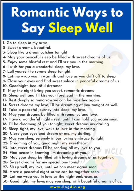 220+ Other Ways to Say Sleep Well {Cute & Romantic} - EngDic