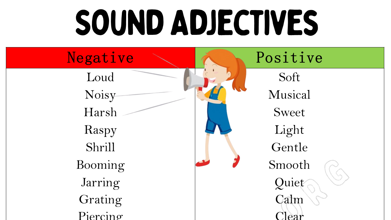 Adjectives for Sound of Voice, Positive and Negative Sound Adjectives ...