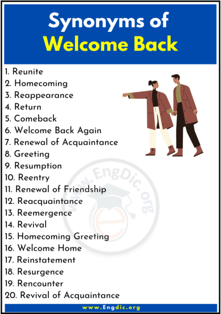 220+ Other Ways to Say Welcome Back, Synonyms of Welcome Back - EngDic