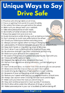 30+ Unique Ways to Say Drive Safe - EngDic