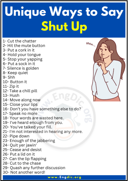 30+ Unique Ways to Say Shut Up - EngDic