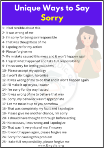 50 Unique (Heartful) Ways to Say Sorry - EngDic