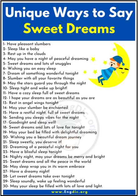 30+ Unique Ways to Say Sweet Dreams - EngDic