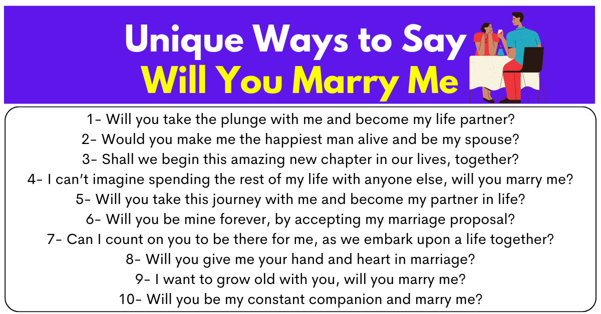 30+ Unique Ways to Say Will You Marry Me - EngDic