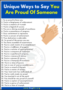 40+ Unique Ways to Say You Are Proud Of Someone - EngDic