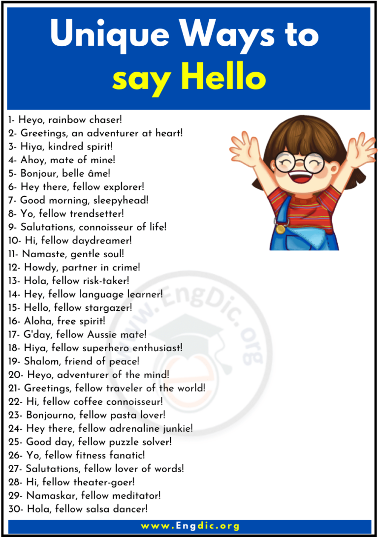 50+ Unique Ways To Say Hello - EngDic