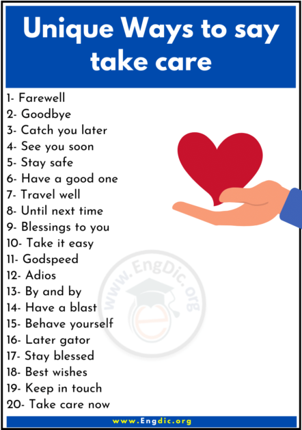 220+ Creative Ways to Say Take Care, Synonyms of Take Care - EngDic