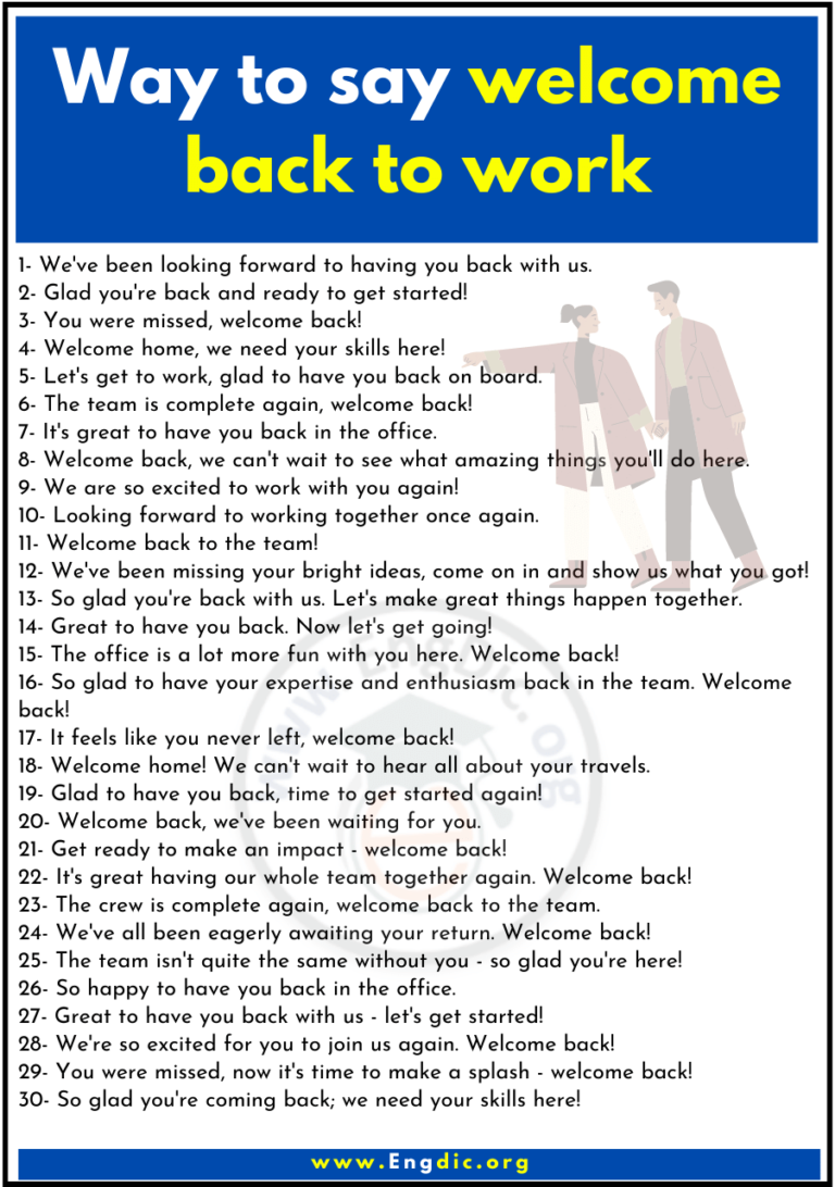 220+ Other Ways to Say Welcome Back, Synonyms of Welcome Back - EngDic