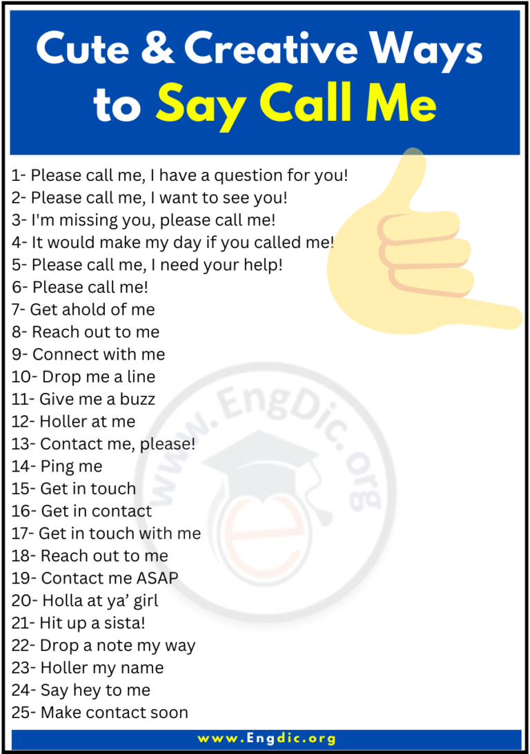 75+ Cute & Creative Ways to Say Call Me - EngDic