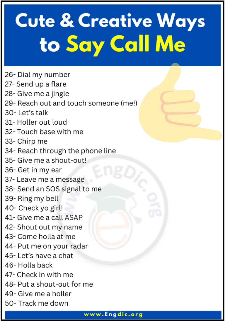 75+ Cute & Creative Ways to Say Call Me - EngDic