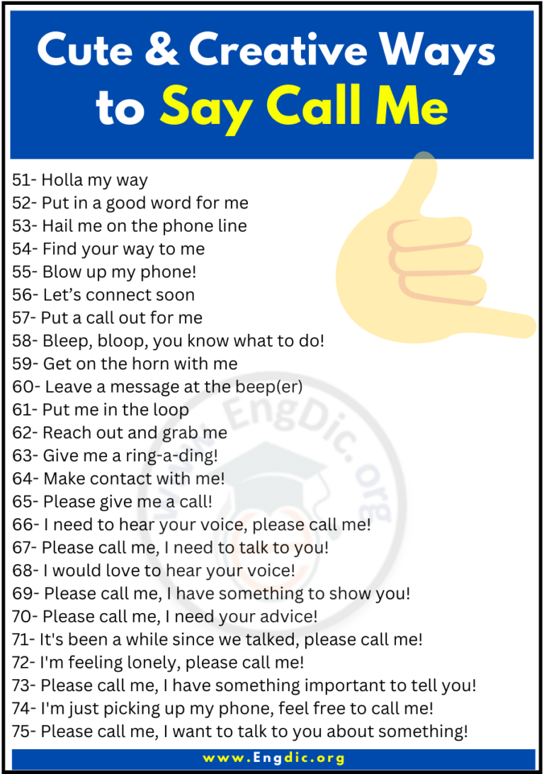 75+ Cute & Creative Ways to Say Call Me - EngDic