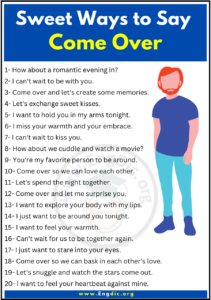 60+ Sweet, Cute Other Ways to Say "Come Over" - EngDic