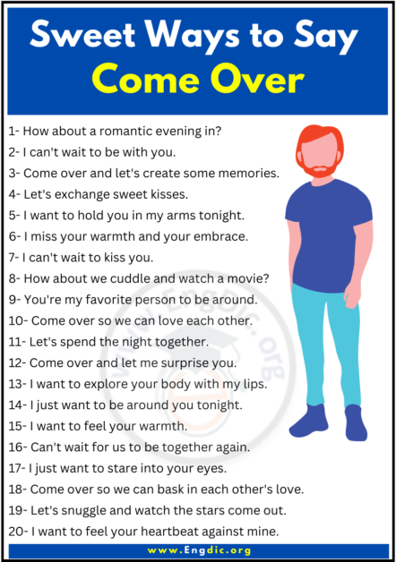 60+ Sweet, Cute Other Ways to Say "Come Over" - EngDic
