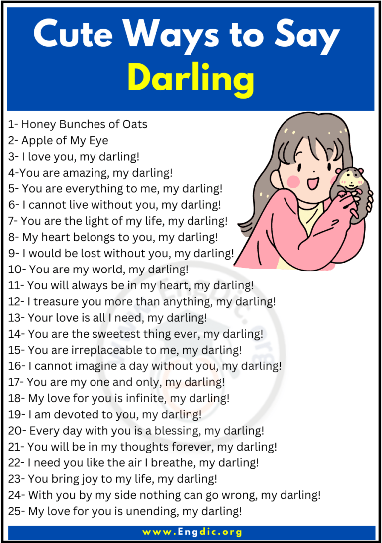 220+ Cute Ways to Say Darling, Synonyms For Darling - EngDic