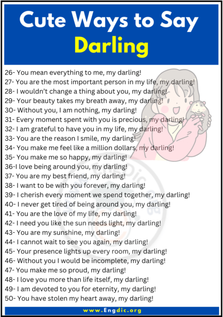 220+ Cute Ways to Say Darling, Synonyms For Darling - EngDic