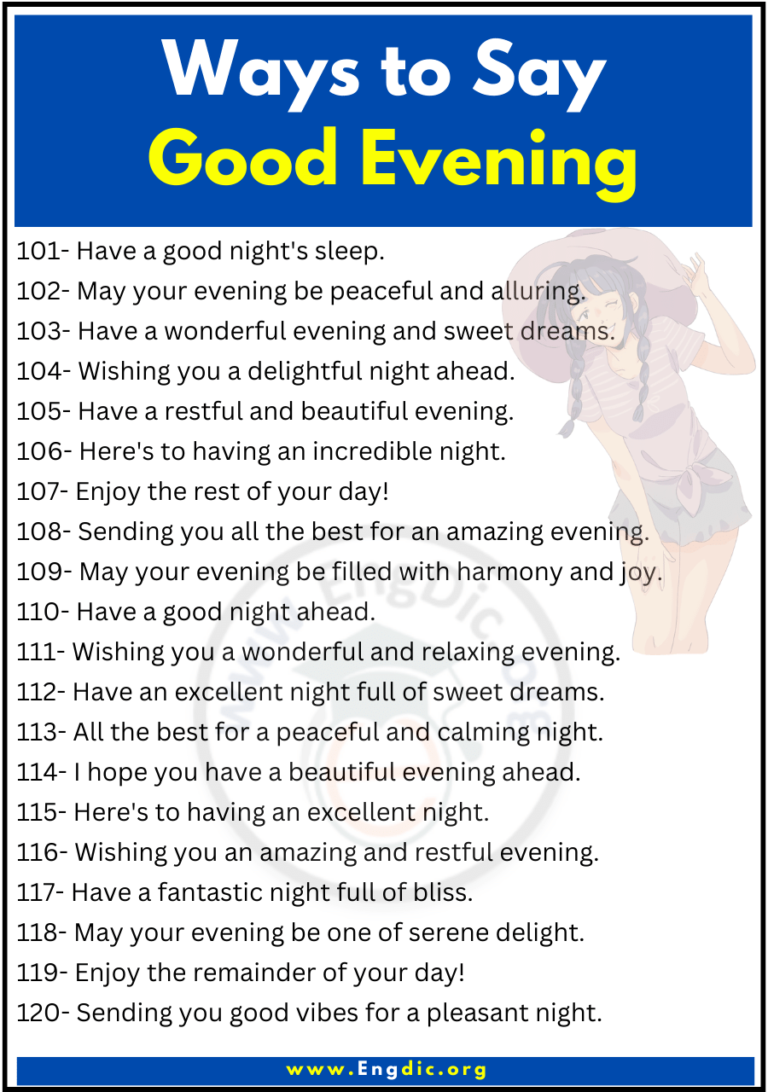 220+ Other Ways to Say Good Evening - EngDic