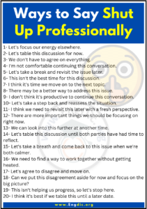 220+ Other Ways to Say Shut Up, Synonyms of Shut Up - EngDic