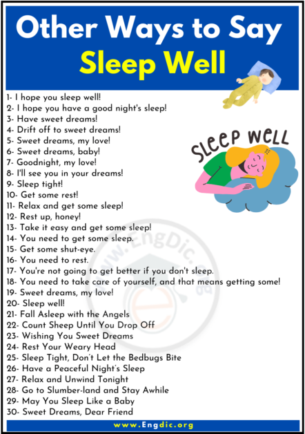 220+ Other Ways to Say Sleep Well {Cute & Romantic} - EngDic