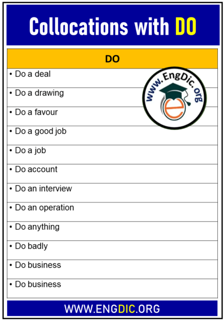50 Collocations With Do, Do Collocations List - EngDic