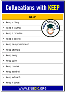 50 Collocations With Keep, Keep Collocations List - EngDic