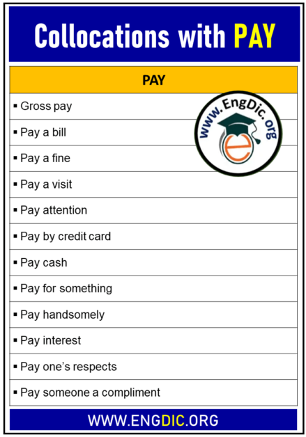 50 Collocations With Pay, Pay Collocations List - EngDic