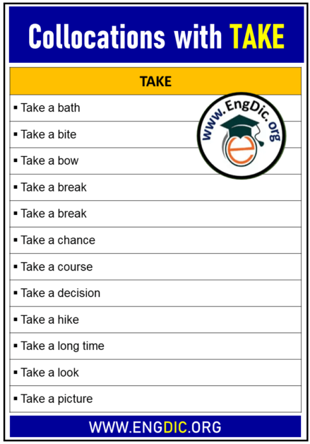 100+ Collocations with Take in English with PDF - EngDic