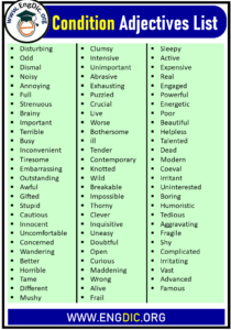 100+ List of Condition Adjectives - EngDic