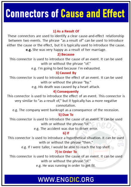 Connectors Of Cause And Effect Definition And Examples EngDic Connectors Of Cause And Effect Definition And Examples EngDic