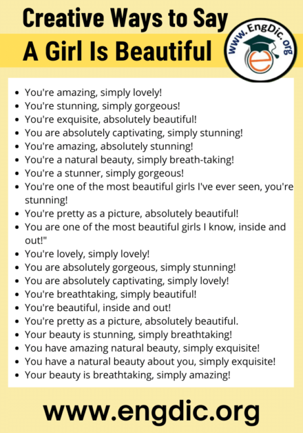 100+ Creative & Clever Ways to Say A Girl Is Beautiful - EngDic