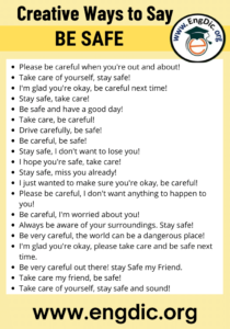 70+ Cute, Unique & Creative Ways to Say Be Safe - EngDic