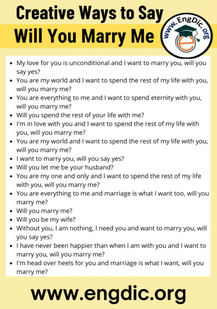 30+ Creative Ways to Say Will You Marry Me - EngDic