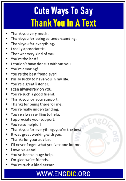 60 Cute Ways To Say Thank You In A Text - EngDic