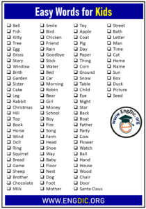 100 Easy Words for Kids - EngDic