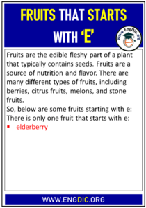 22 Fruits that Start With E (Pictures and Properties) - EngDic