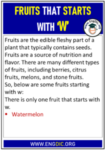 40 Fruits That Start With W (Properties & Pictures) - EngDic