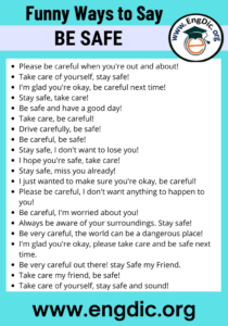 50+ Funny Ways to Say Be Safe - EngDic