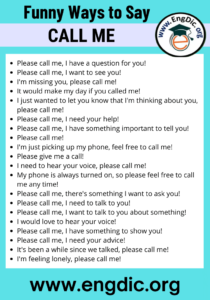 50+ Funny Ways to Say Call Me - EngDic