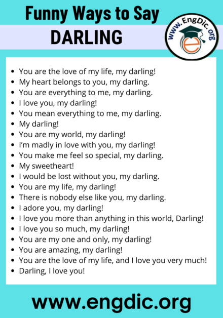 50+ Funny Ways to Say Darling - EngDic