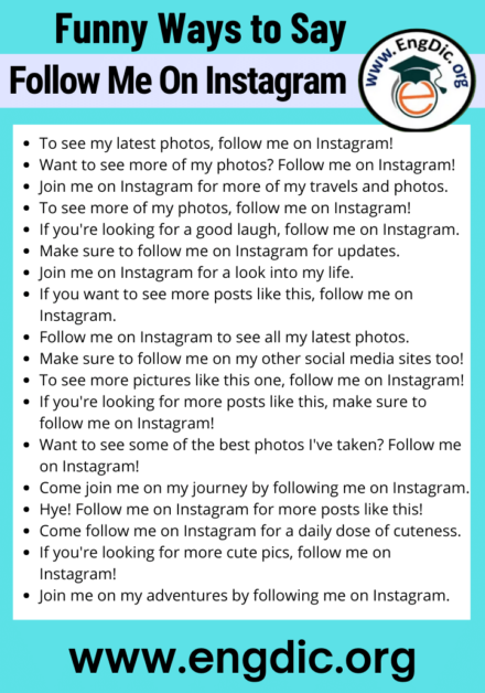 50+ Funny Ways to Say Follow Me On Instagram - EngDic