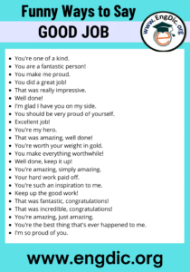 50+ Funny Ways to Say Good Job - EngDic