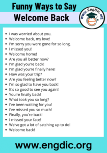 50+ Funny Ways to Say Welcome Back - EngDic