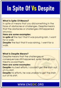 In Spite Of Vs Despite in English and Examples - EngDic