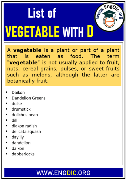 List of Vegetables That Start With D - EngDic