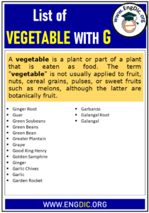 List of Vegetables That Start With G - EngDic