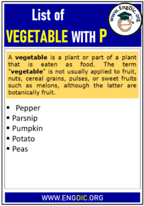 List of Vegetables That Start With P - EngDic