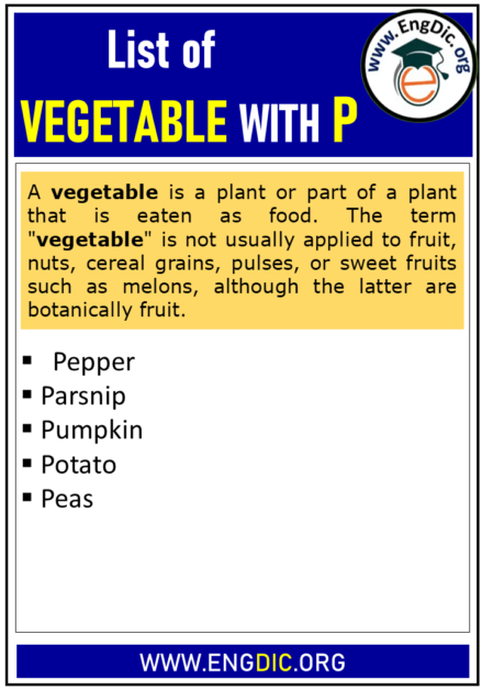 List of Vegetables That Start With P - EngDic