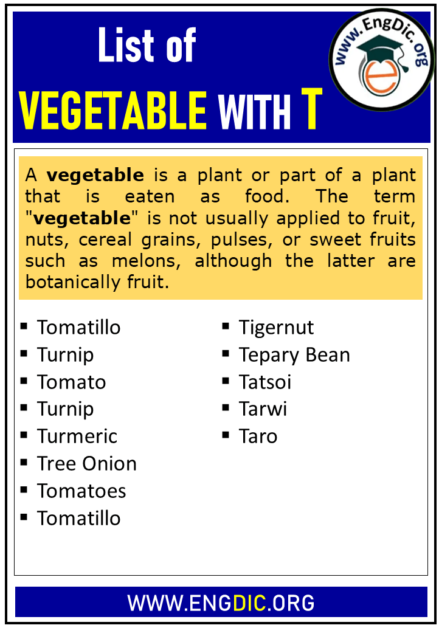 List of Vegetables That Start With T - EngDic