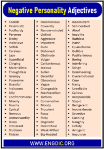 100+ List of Negative Personality Adjectives - EngDic