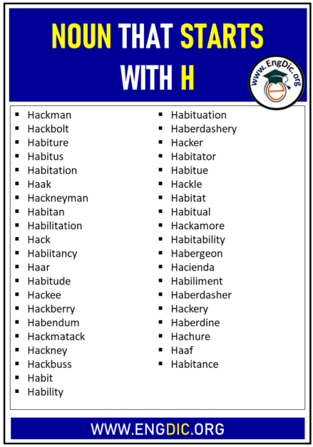 300+ Nouns that Start with H (All Types and Pictures) - EngDic